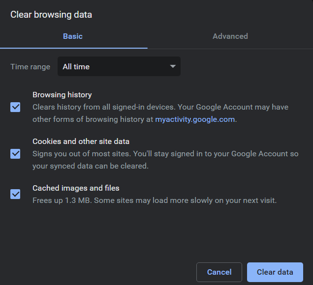 Google Chrome - Clear Browser Data – Event Support